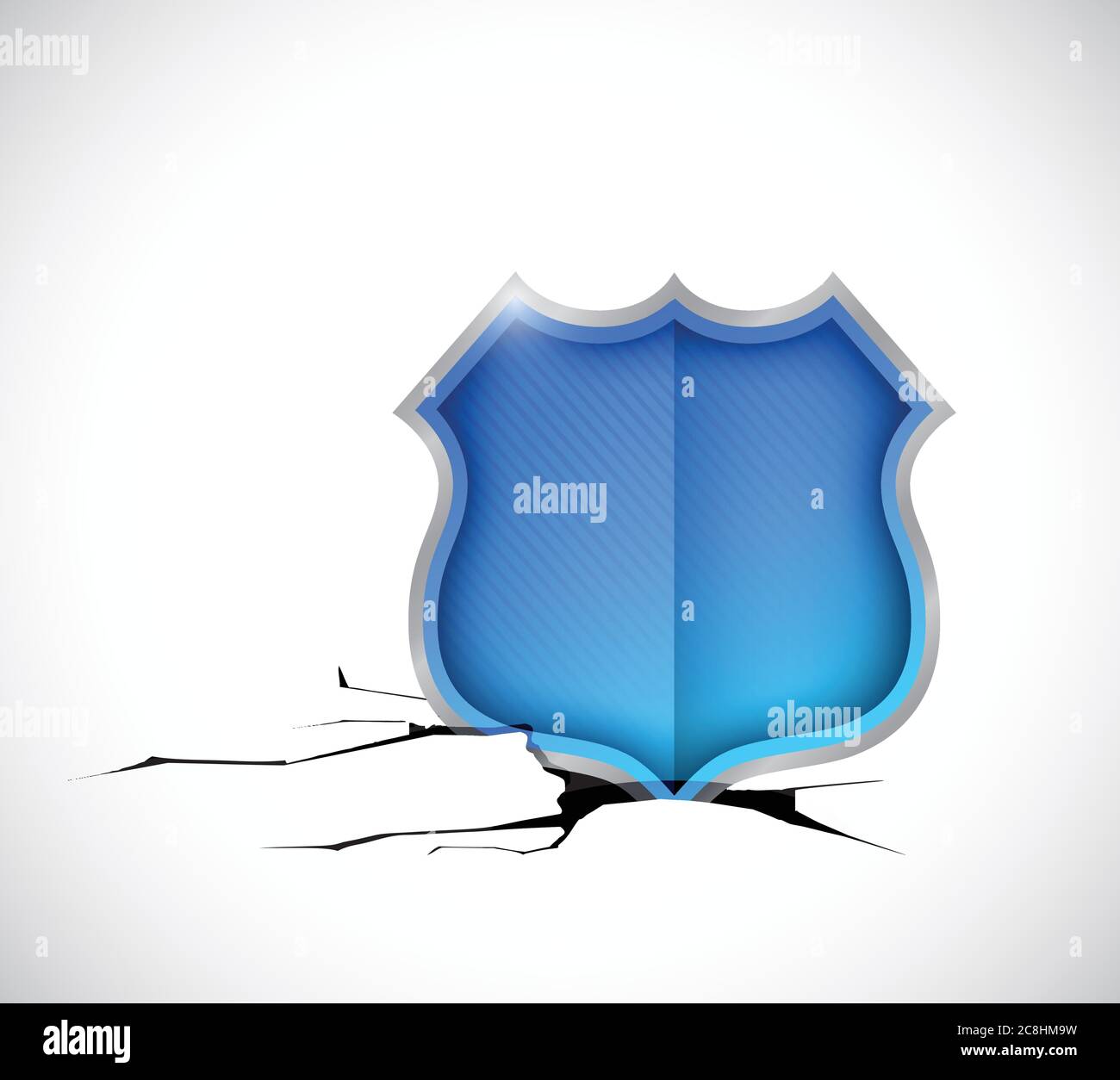 Shield inside a hole. illustration design over a white background Stock ...