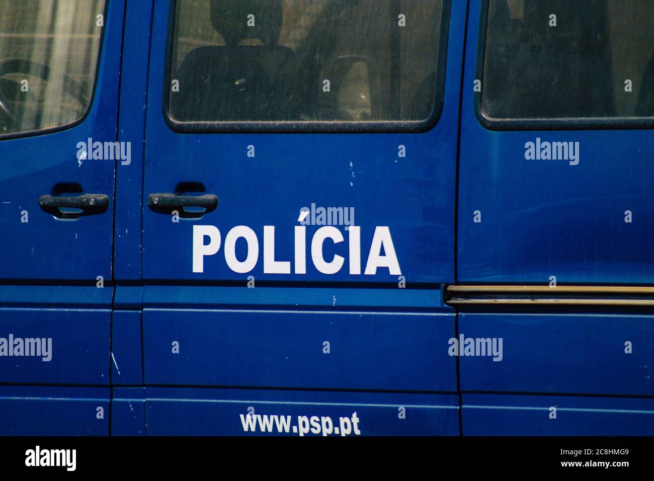 Lisbon Portugal july 24, 2020 View of a classic police car parked front ...