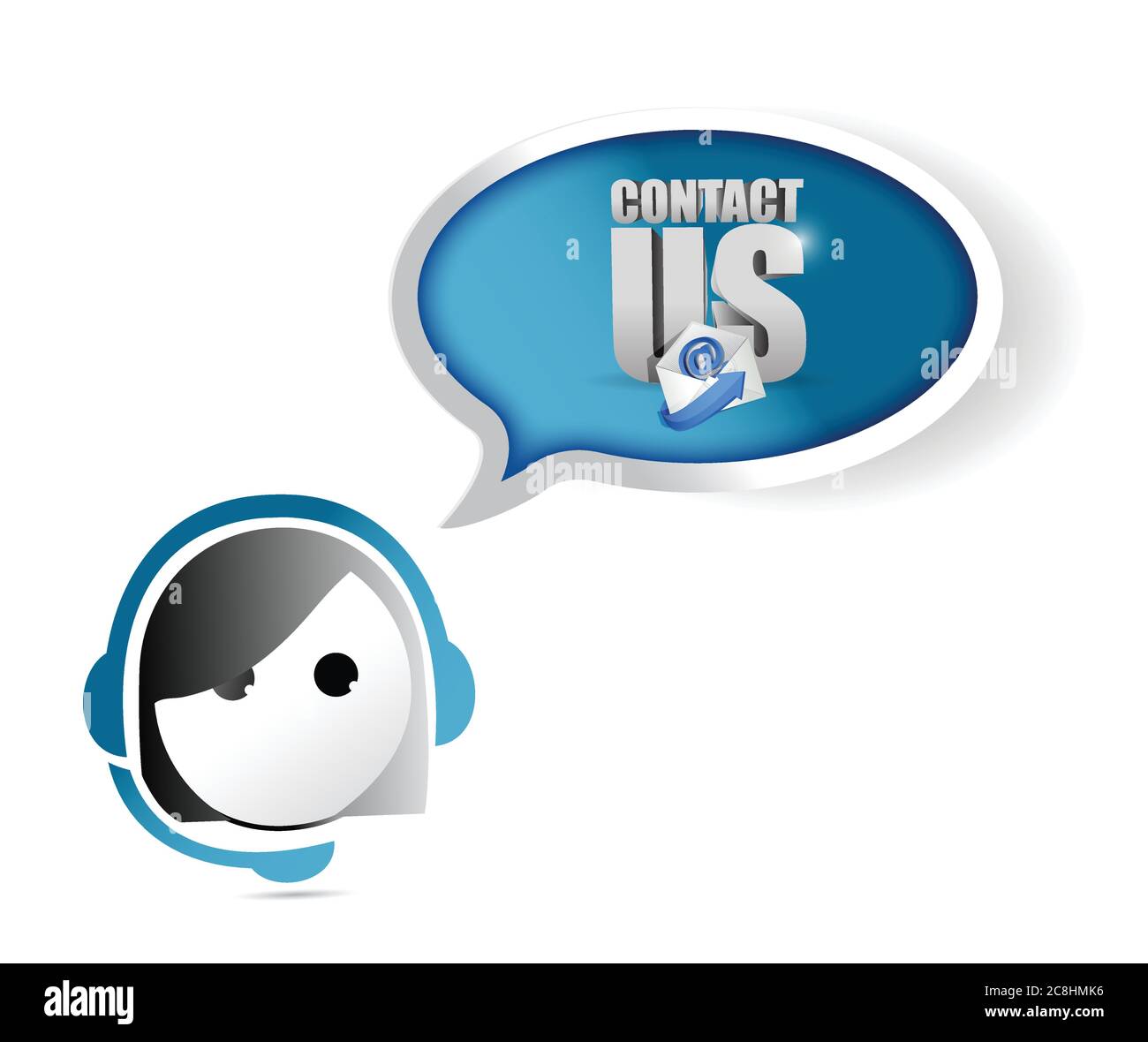 Customer service contact us concept illustration design over a white ...