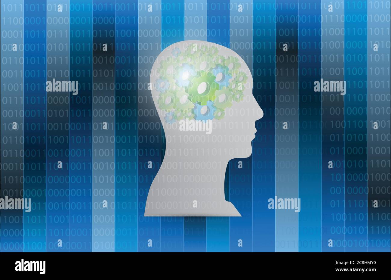 Working people over a binary illustration design graphic Stock Vector ...