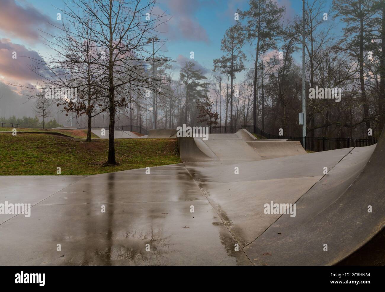 Wet Skate Park After Rain Stock Photo - Alamy