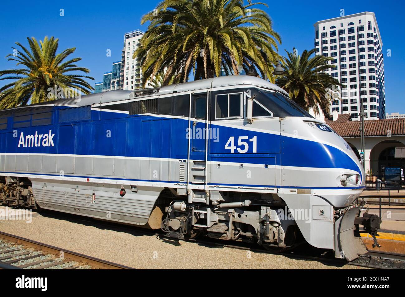 Locomotive at Santa Fe Rail Depot, San Diego, California, USA Stock ...