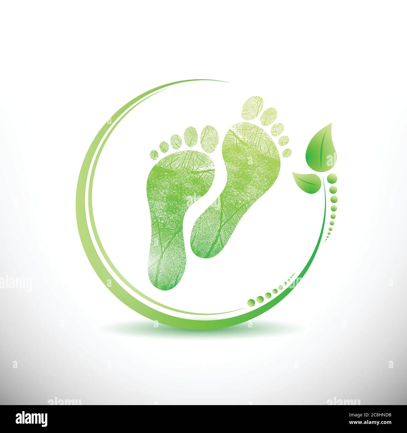Foot print with leaves all around illustration design over white Stock ...