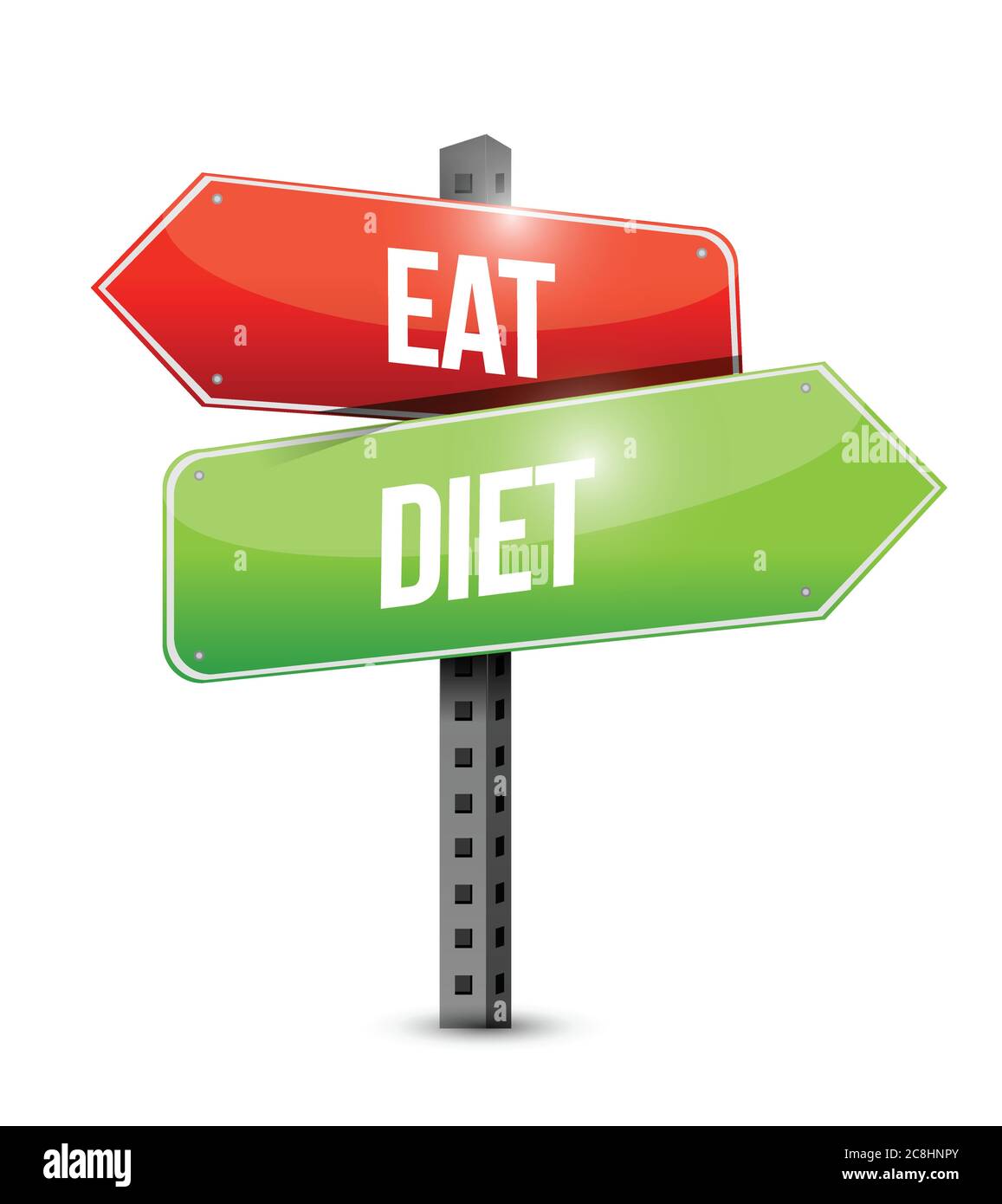 Eat and diet road sign illustration design over a white background ...