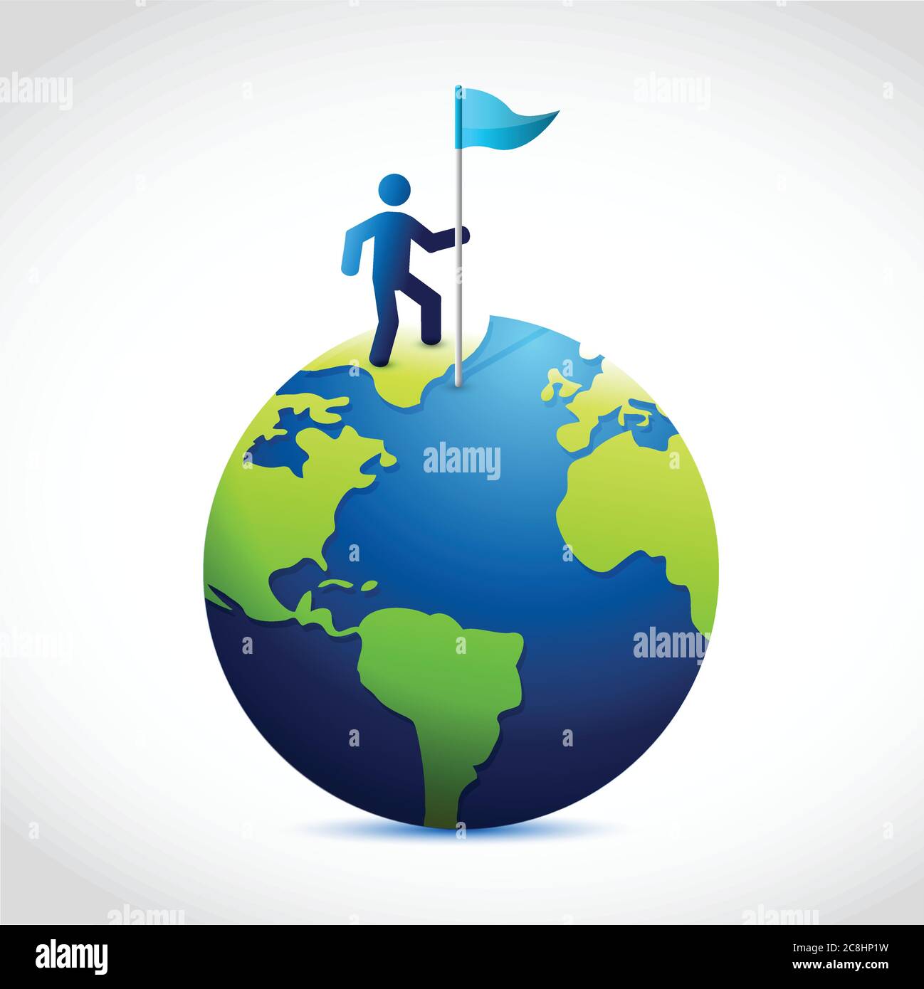 Man conquers world concept illustration design over a white background ...