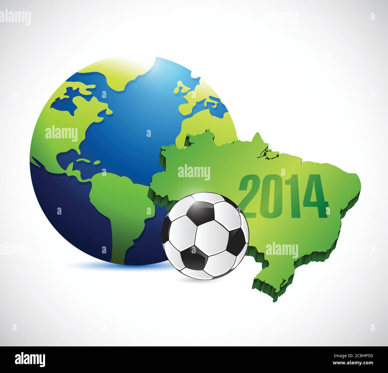 Soccer brazil map 2014 illustration design over a white background ...