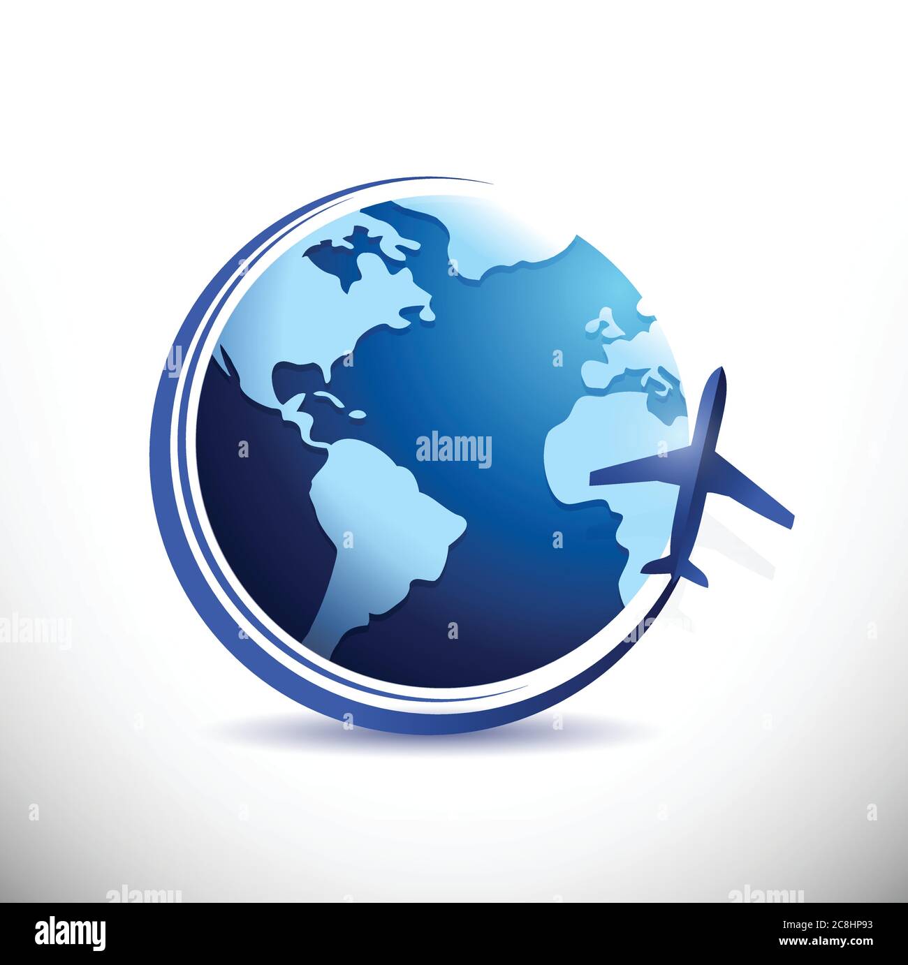 Globe and plane illustration design over a white background Stock ...