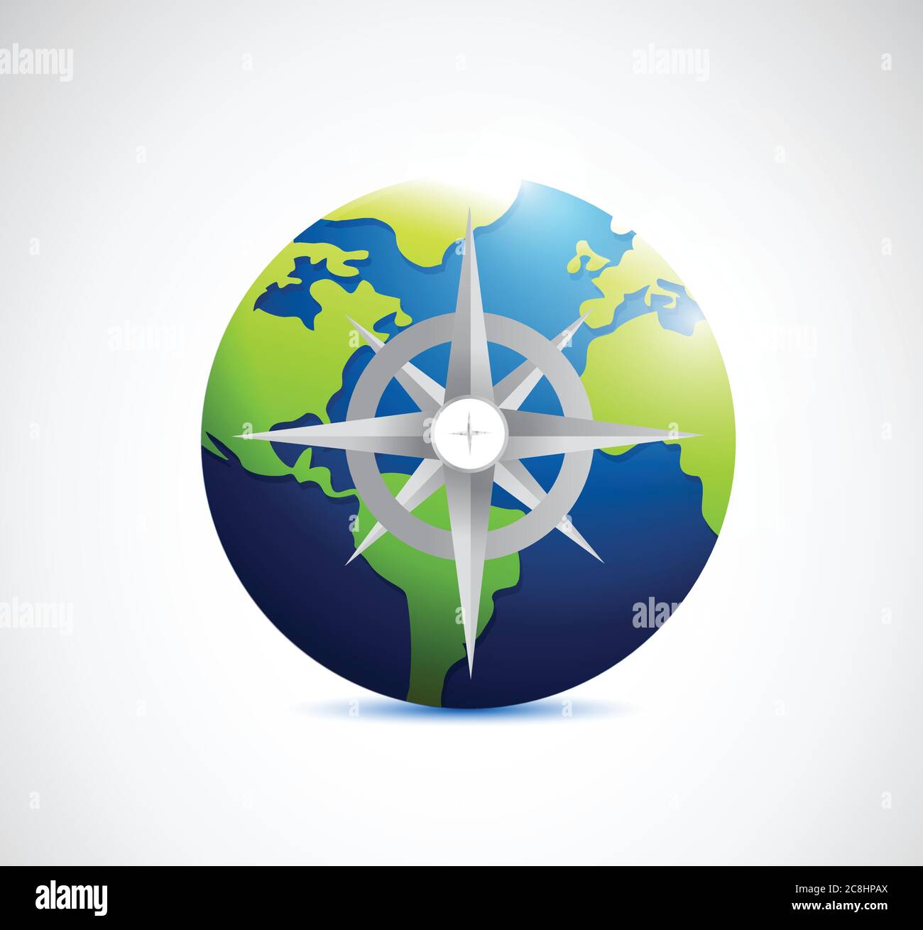 Globe and compass illustration design over a white background Stock ...