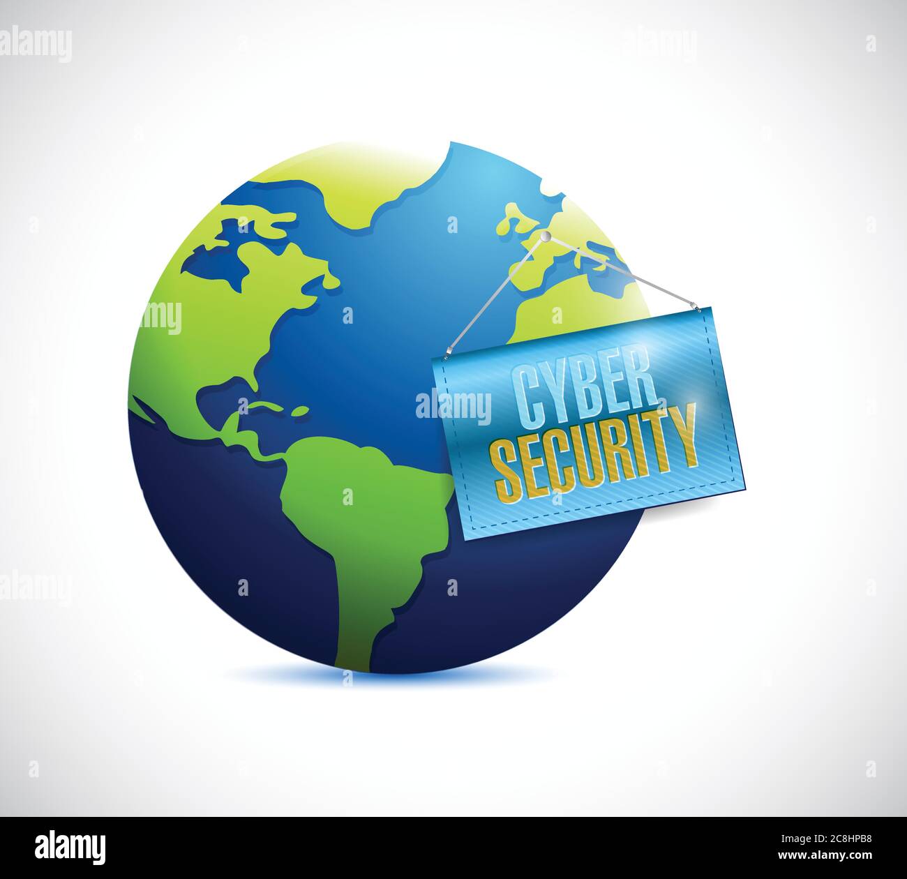 Cyber security globe and banner illustration design over a white ...