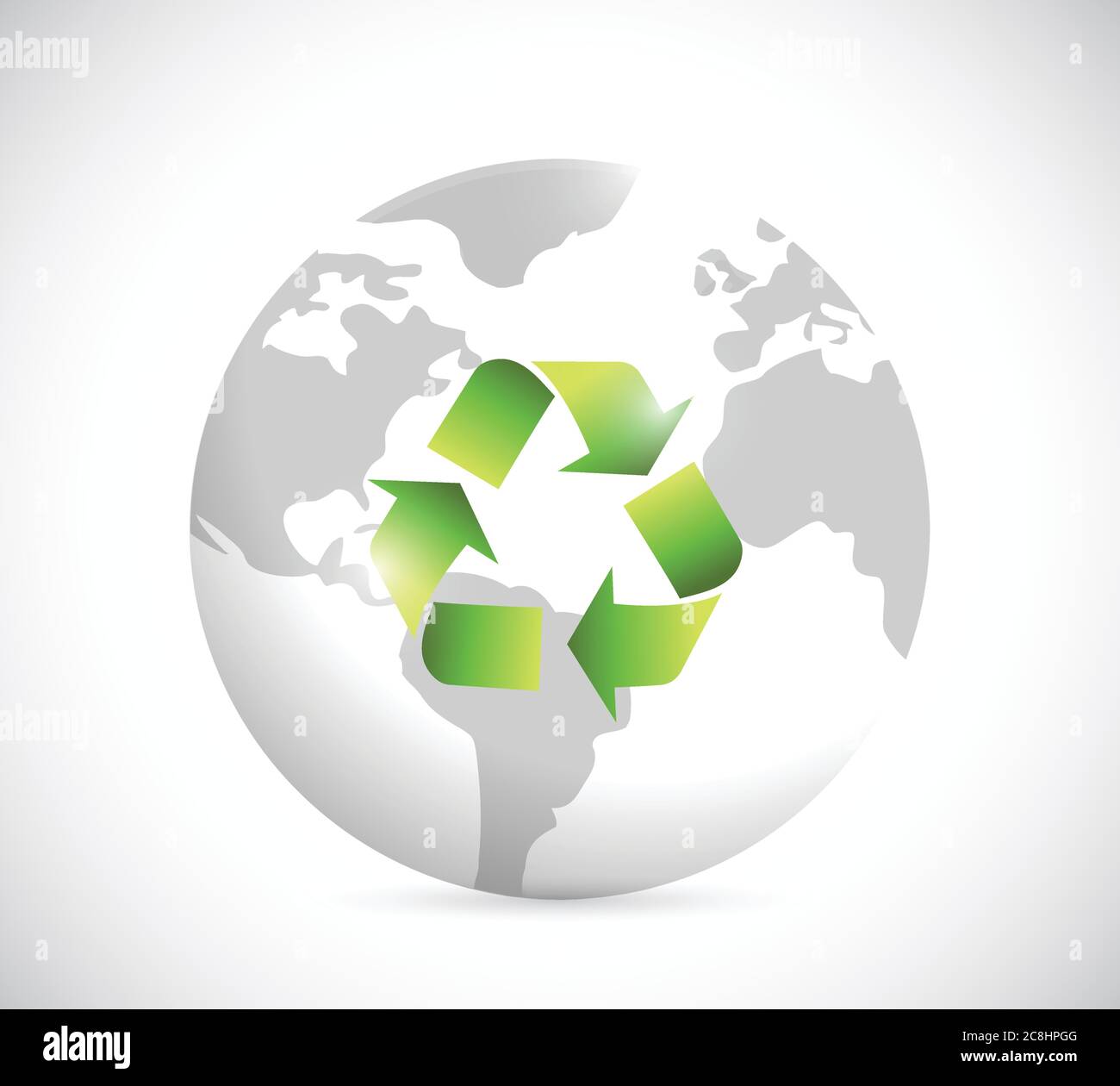 Globe and recycle illustration design over a white background Stock ...