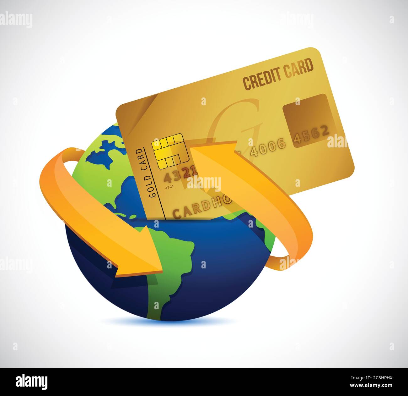 Gold credit debit card world map hi-res stock photography and images ...