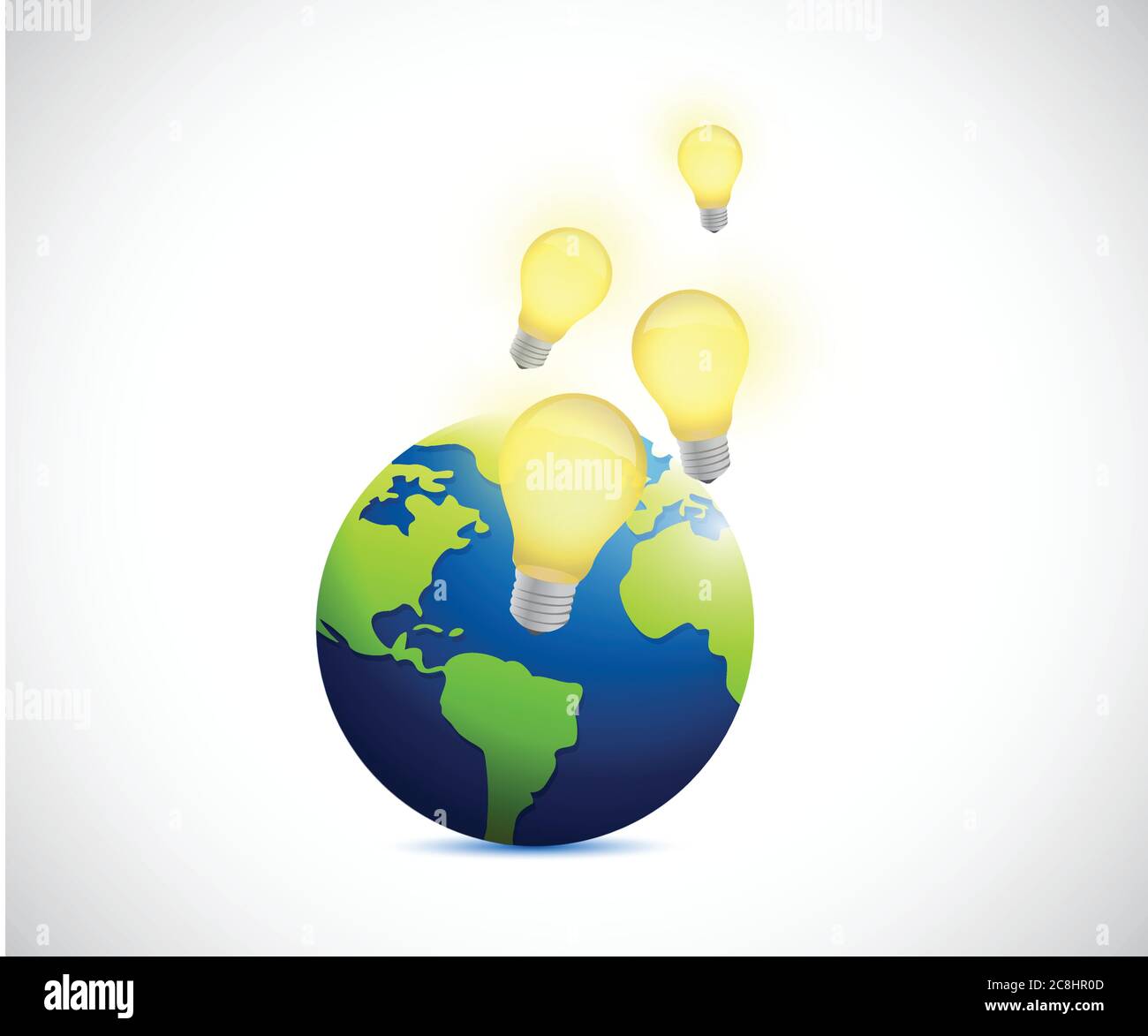Globe and light bulb ideas illustration design over a white background ...