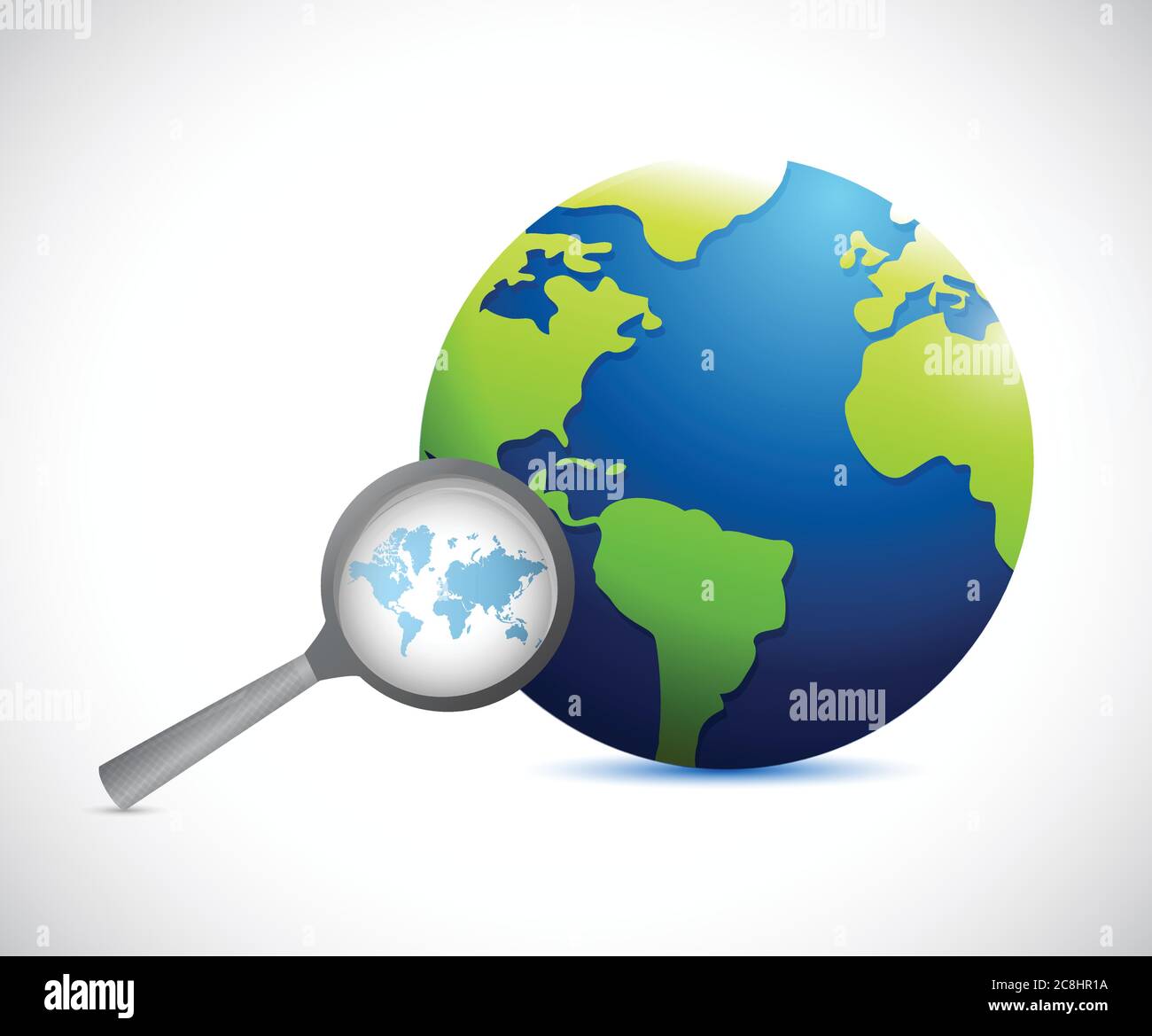 Magnify international world map illustration design over white Stock ...