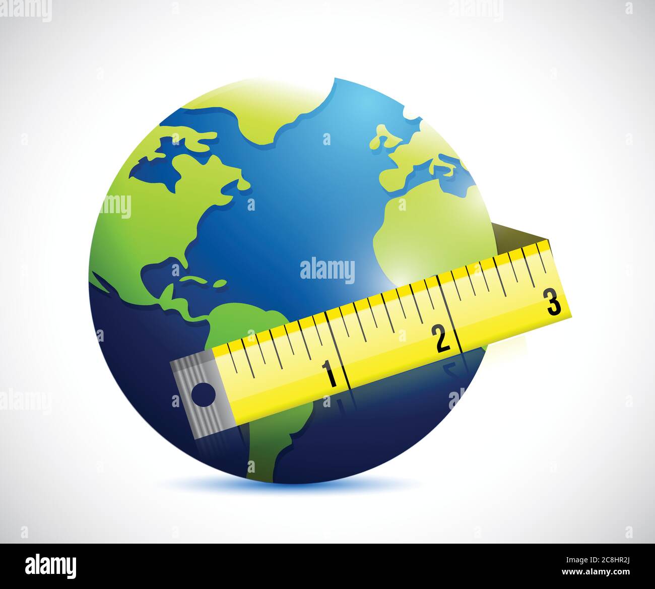 Globe and measure tape illustration design over a white background ...