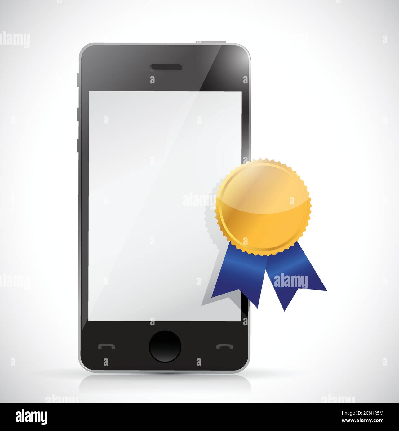 Phone and award ribbon illustration design over a white background ...