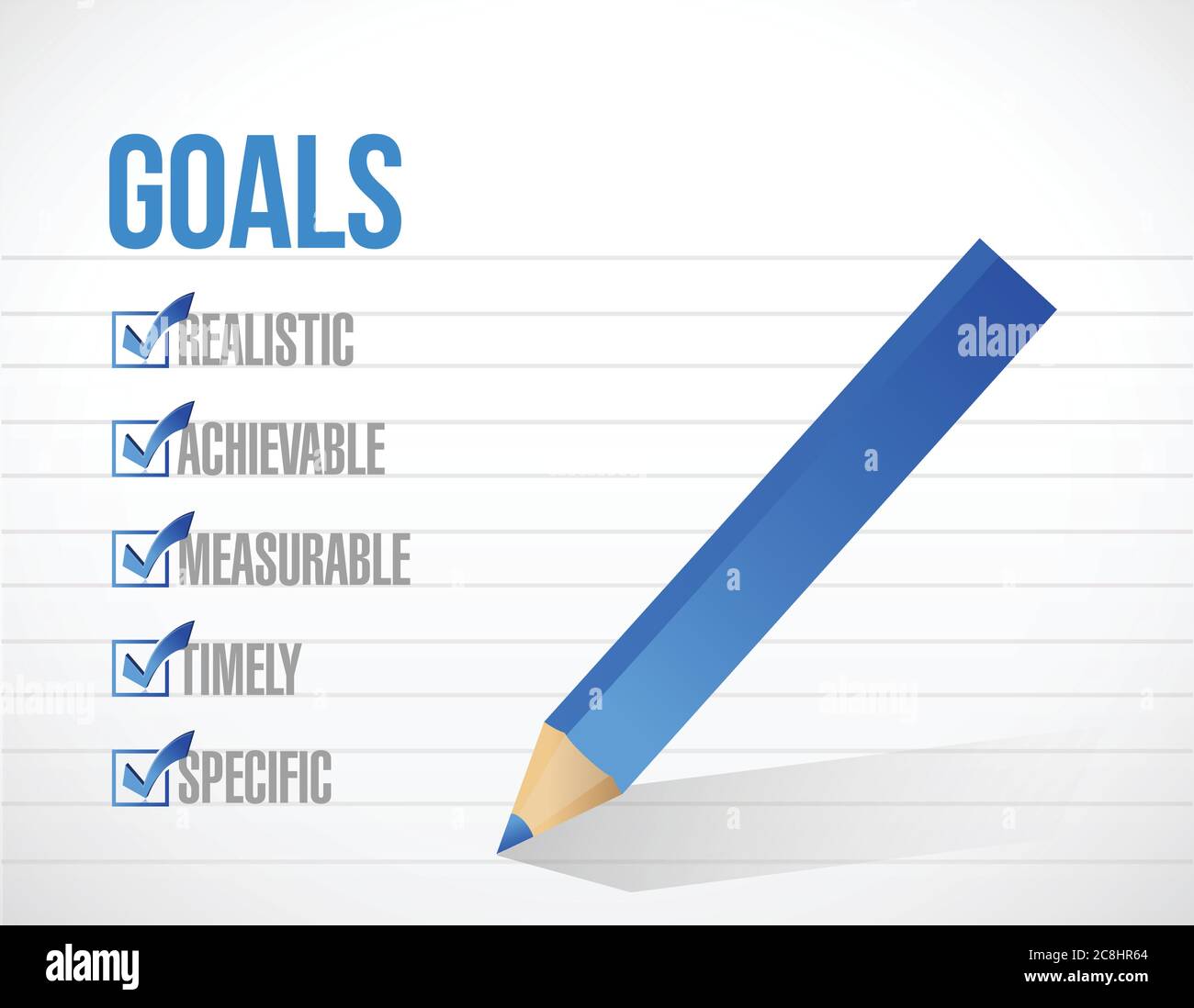 Goals check mark list illustration design background. over a notepad ...