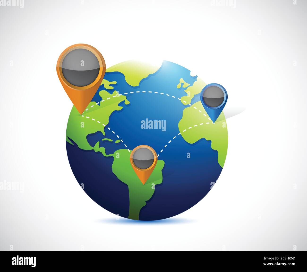 Globe and locator illustration design over a white background Stock ...
