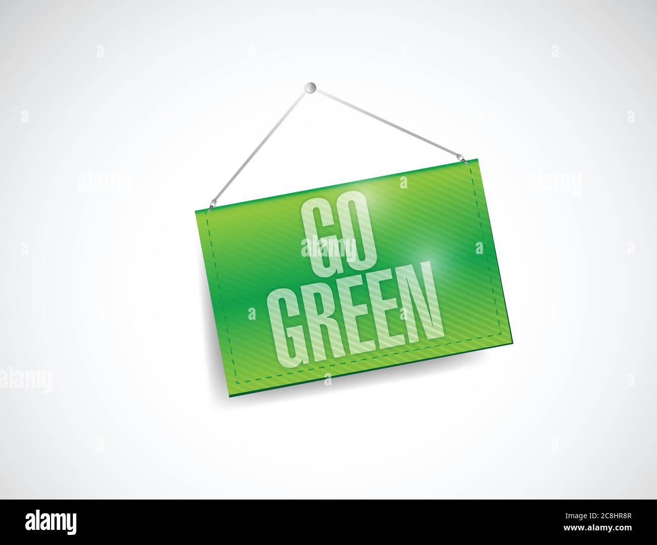 Go green hanging banner illustration design over a white background ...