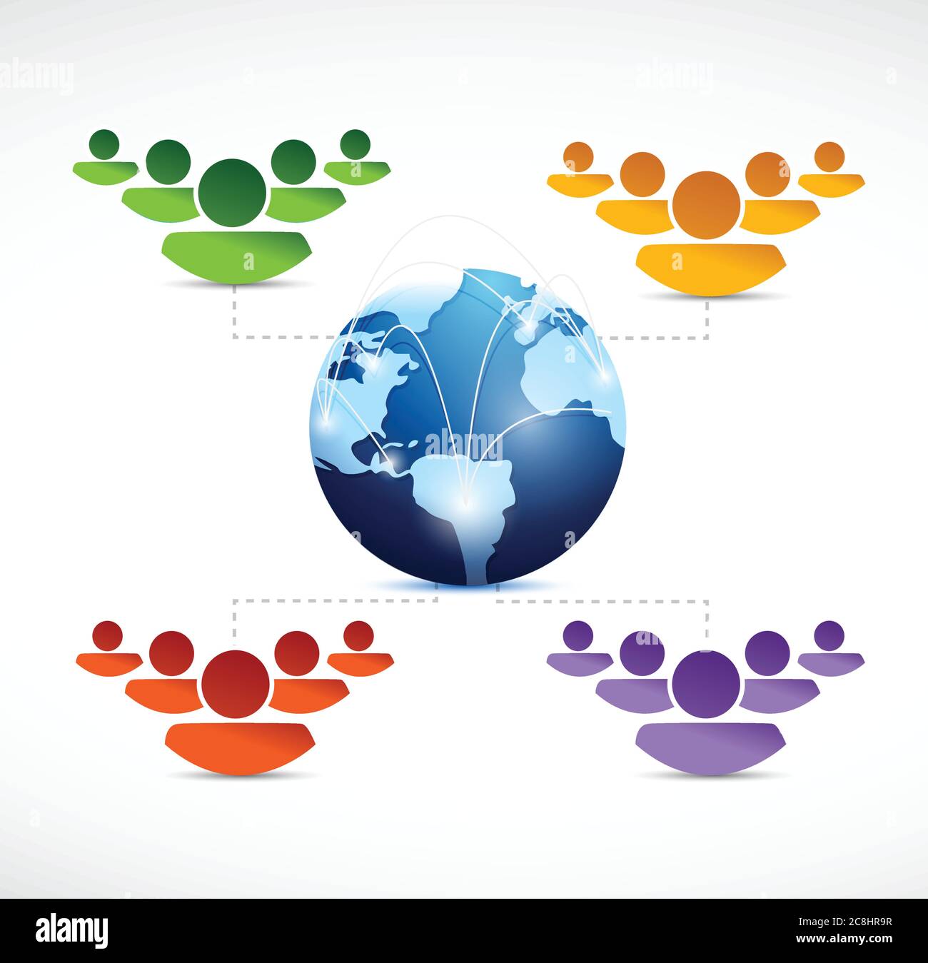 Different teams of people working around the world. illustration design over white Stock Vector ...