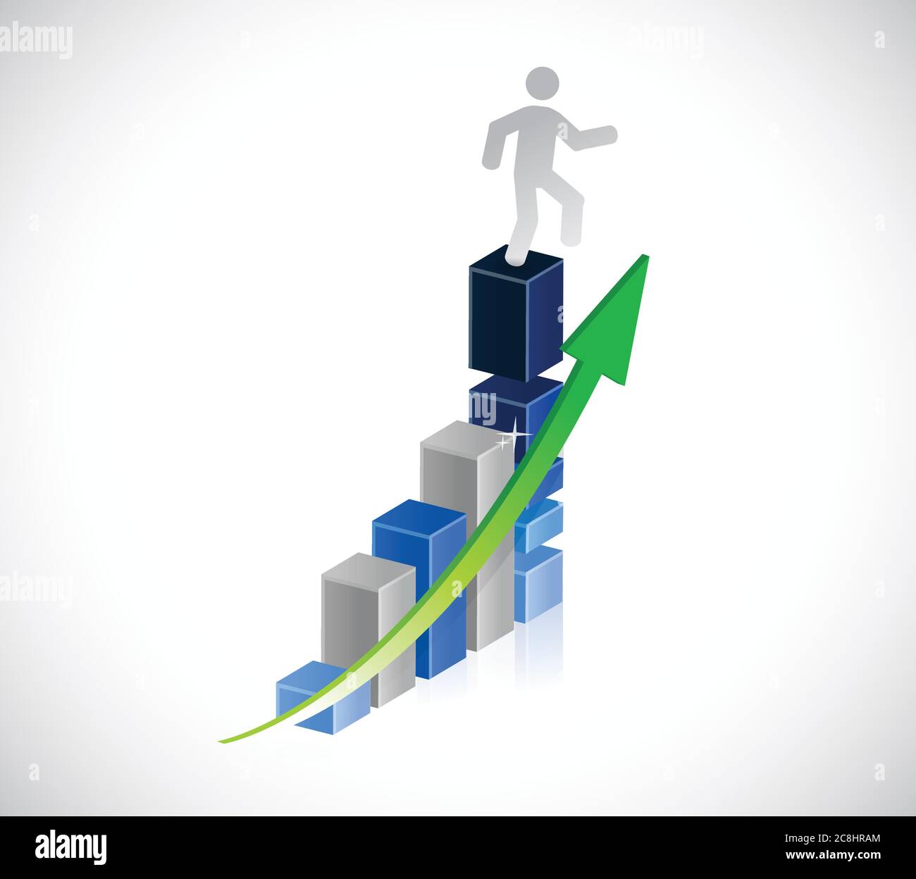 Jumping from a business graph. illustration design over a white ...