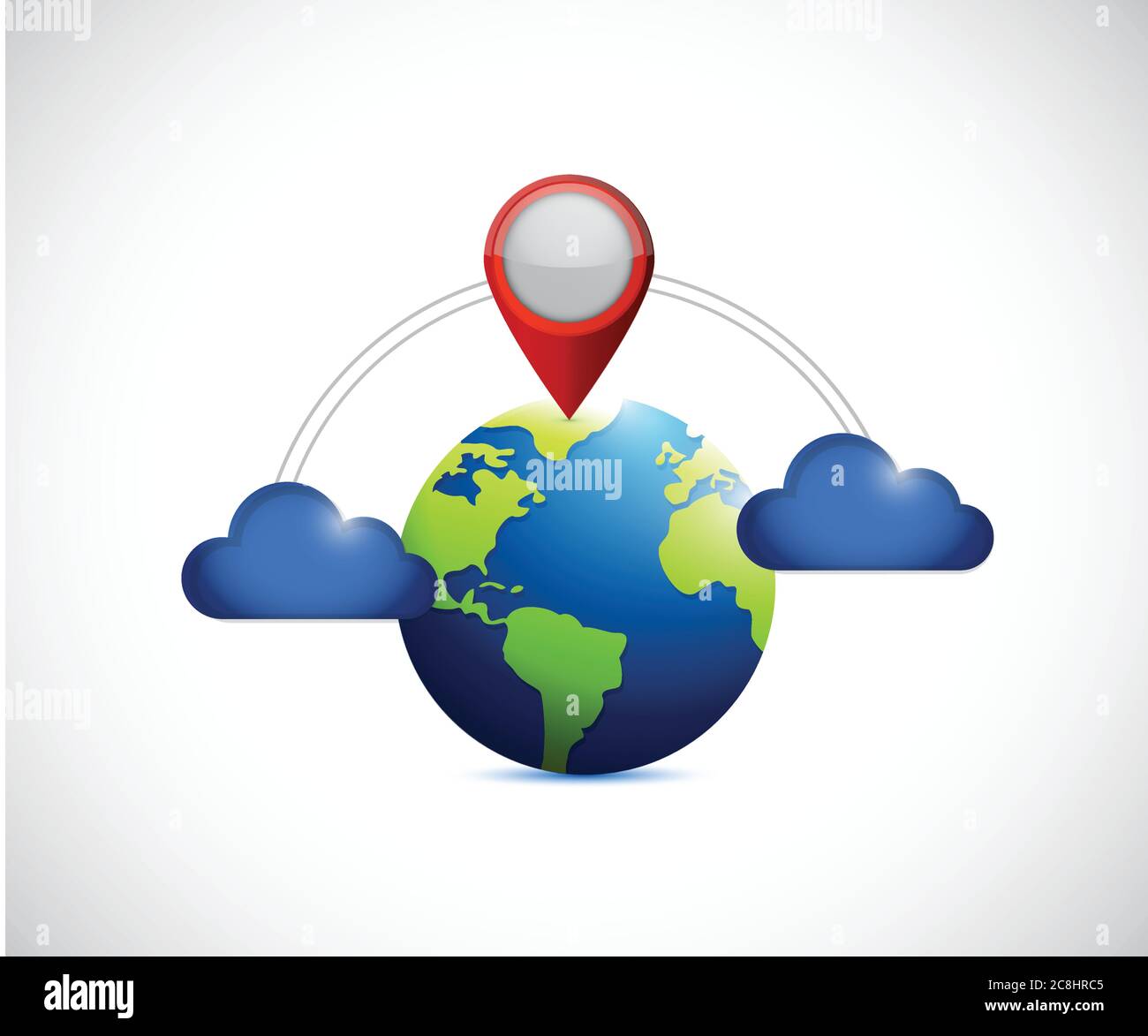 Globe and cloud communication locator. illustration design over a white ...