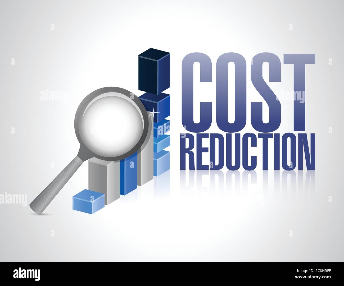 Cost reduction business graph illustration design over a white ...