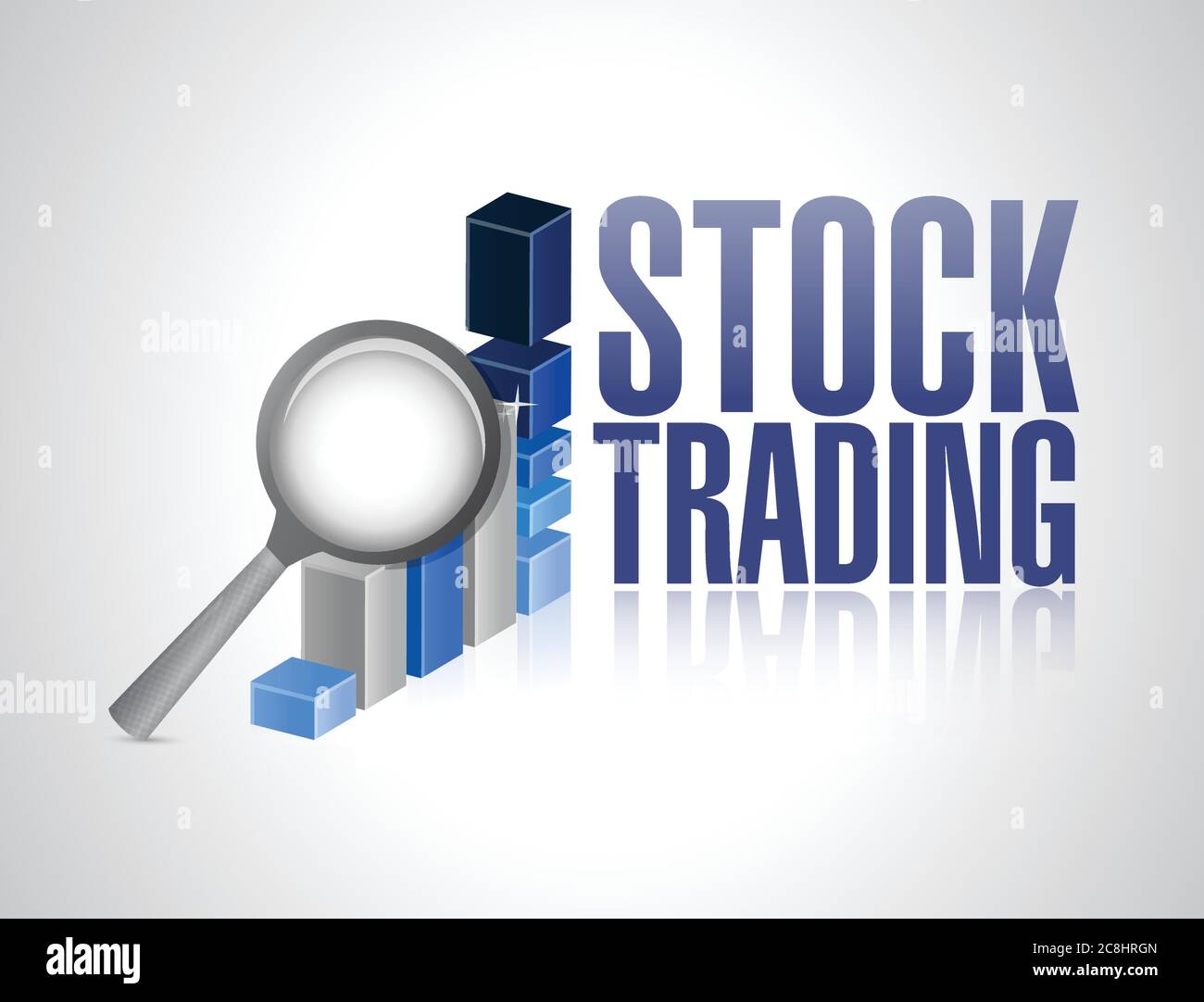 Stock trading business graph and magnify illustration design over a ...