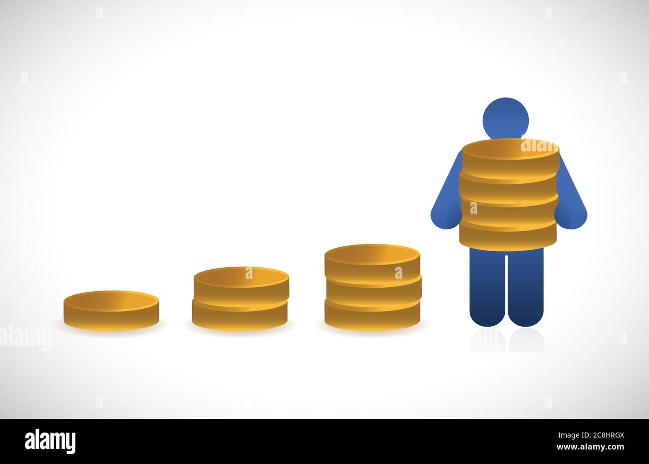 Coins graph and avatar icon illustration design over a white background ...