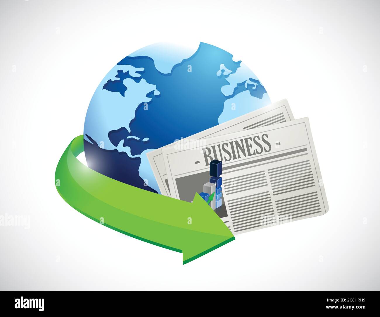 Globe and business newspaper illustration design over white Stock ...