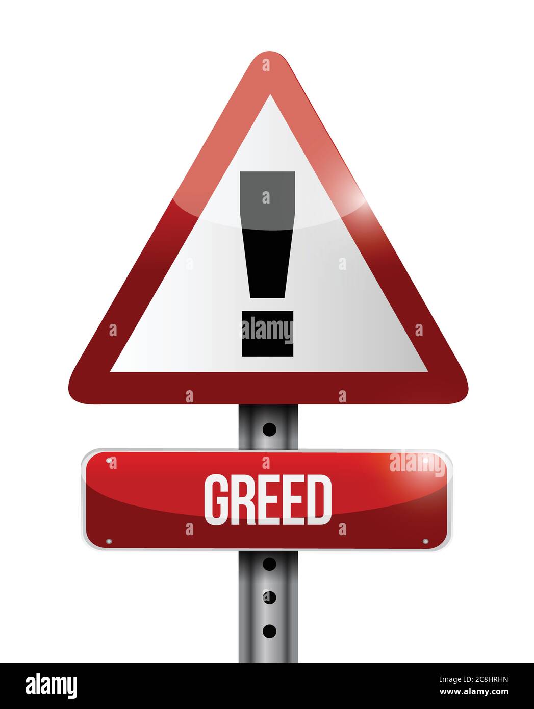 Greed warning sign illustration design over a white background Stock ...