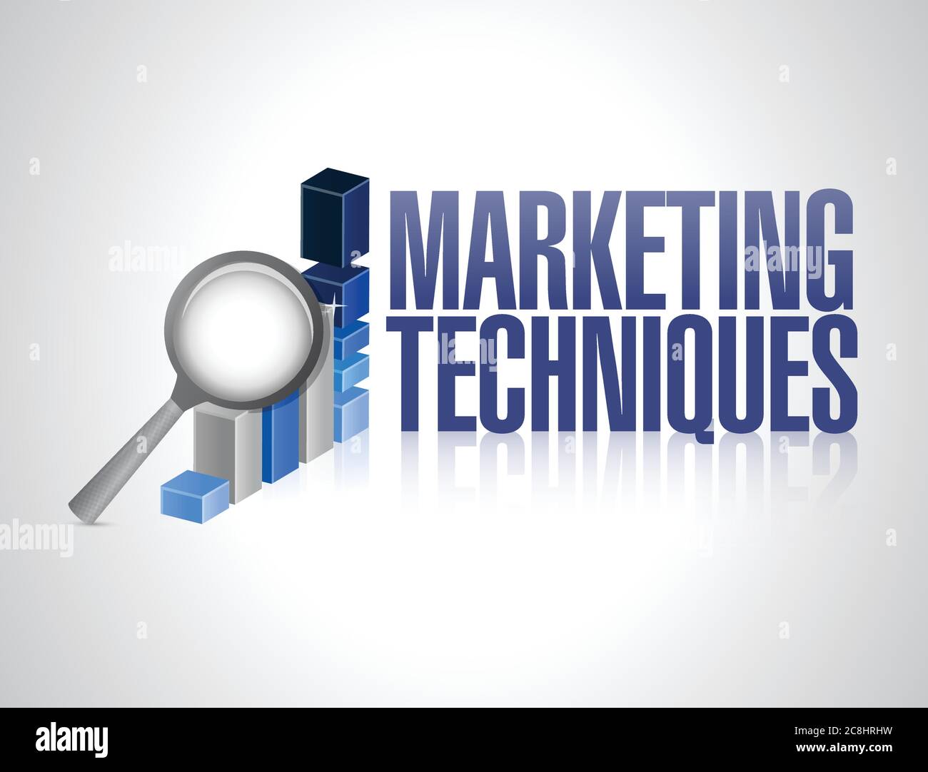 Marketing techniques sign illustration design over a white background ...