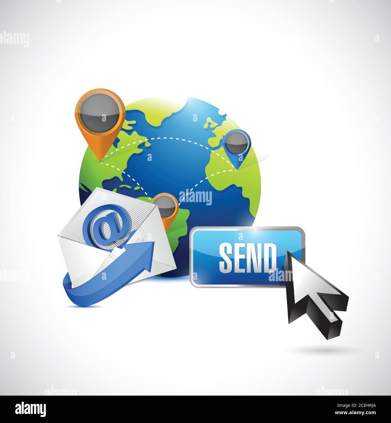 Email contact us communication and send button. illustration design ...