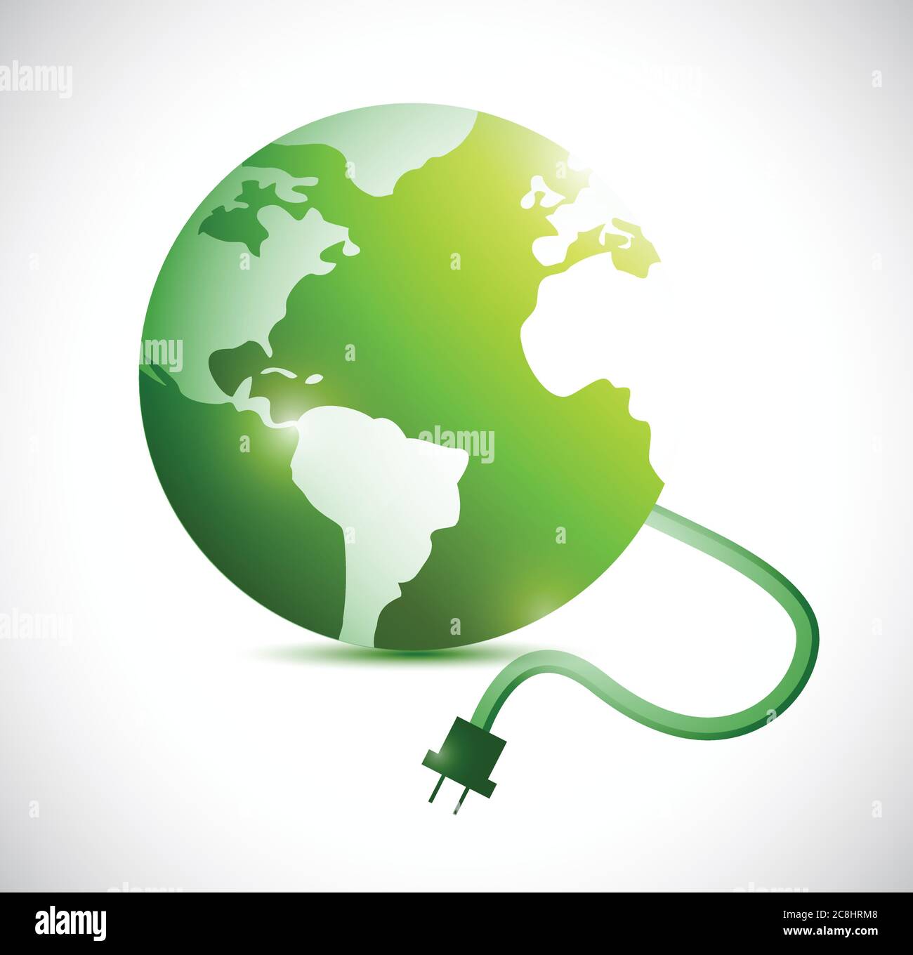 Green globe and cable connection. illustration design over a white ...