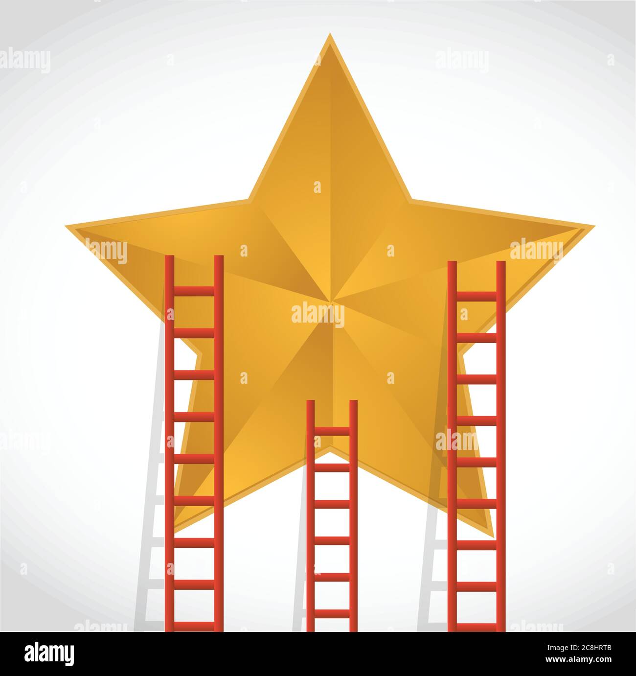 Ladders to a gold star illustration design over a white background ...