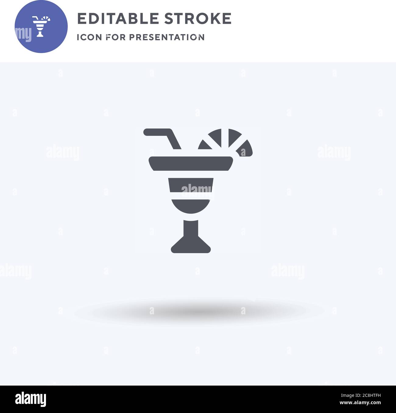 Cocktail icon vector, filled flat sign, solid pictogram isolated on ...