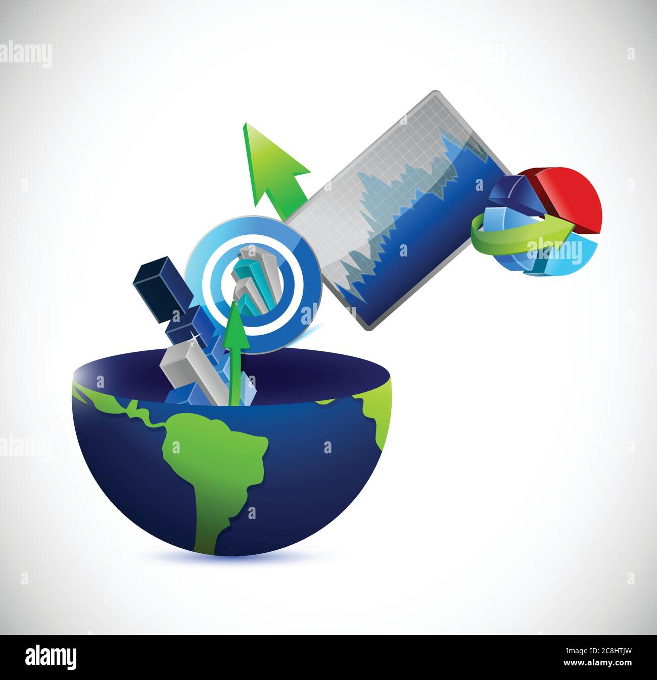 Business globe concept illustration design over a white background ...