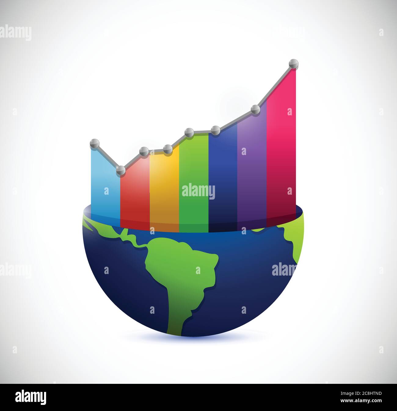 Globe and color graph illustration design over a white background Stock ...