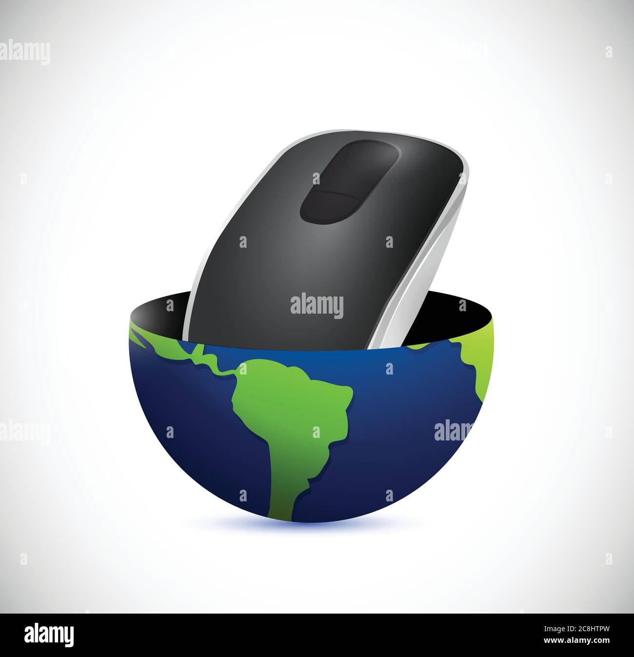 Mouse inside a globe illustration design over a white background Stock ...