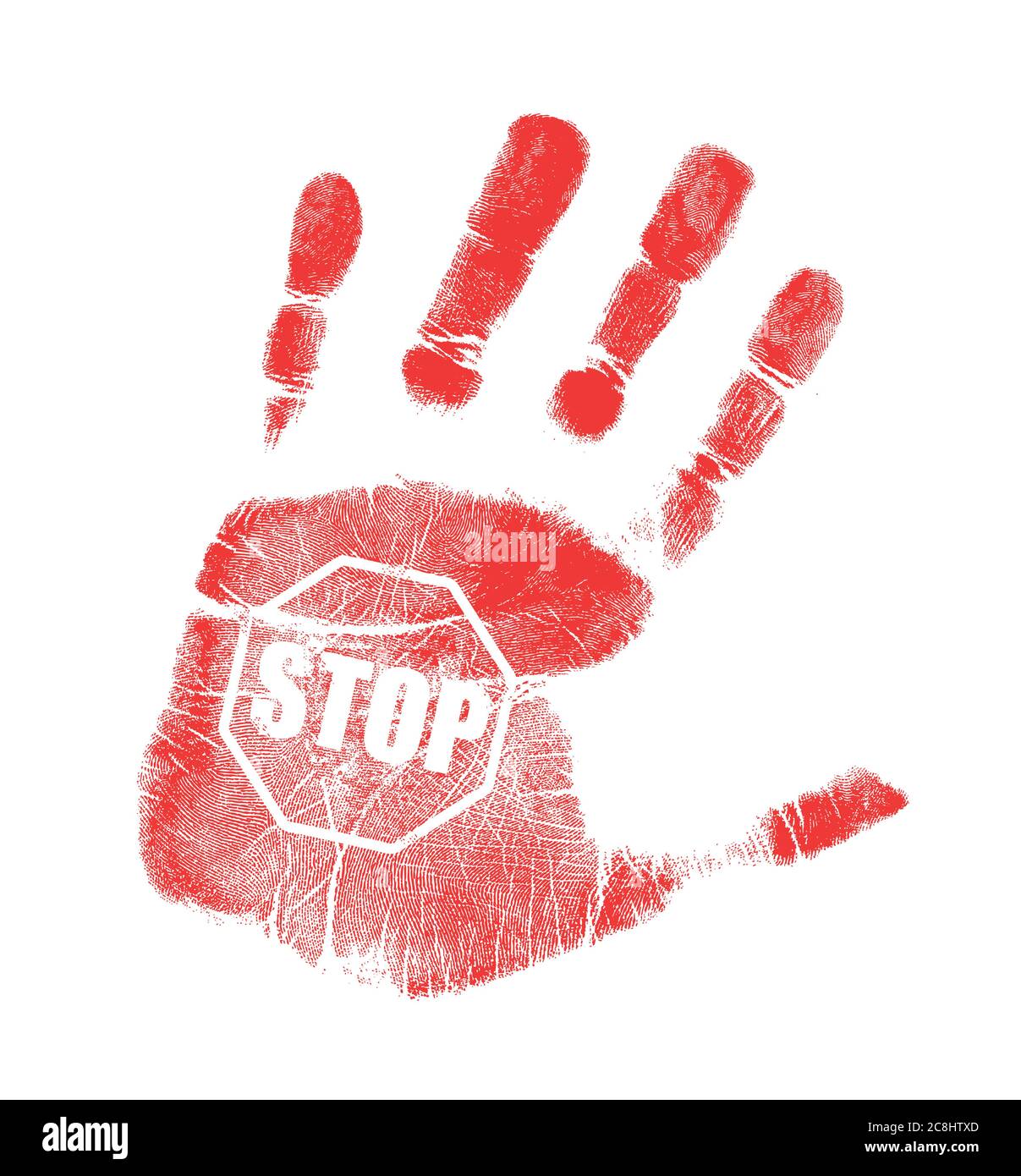 Handprint stop sign illustration design over a white background Stock ...