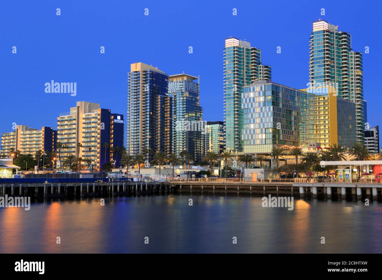 Waterfront skyline, North Harbor Drive, San Diego, California, USA ...