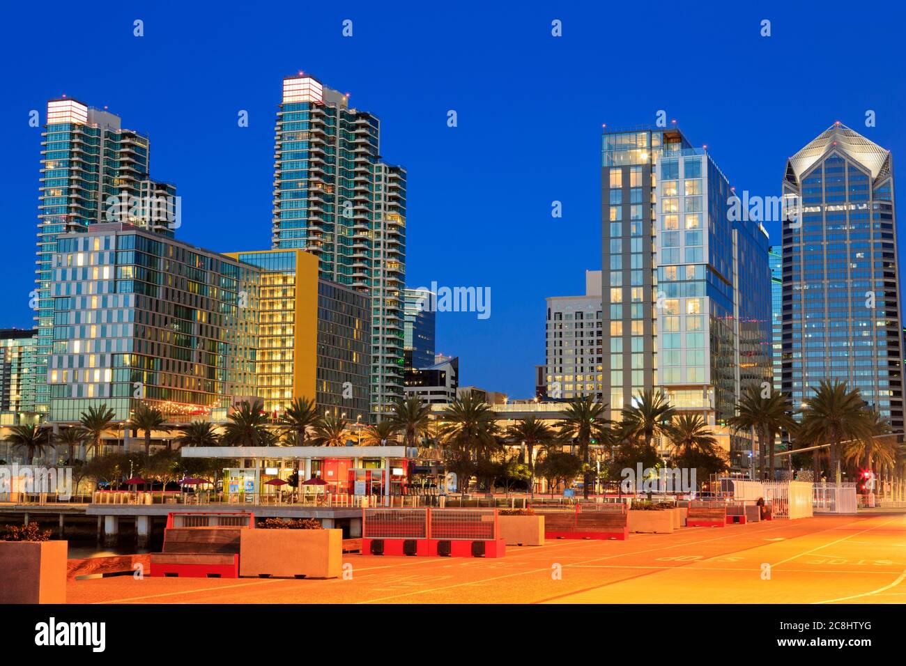Waterfront skyline, North Harbor Drive, San Diego, California, USA ...