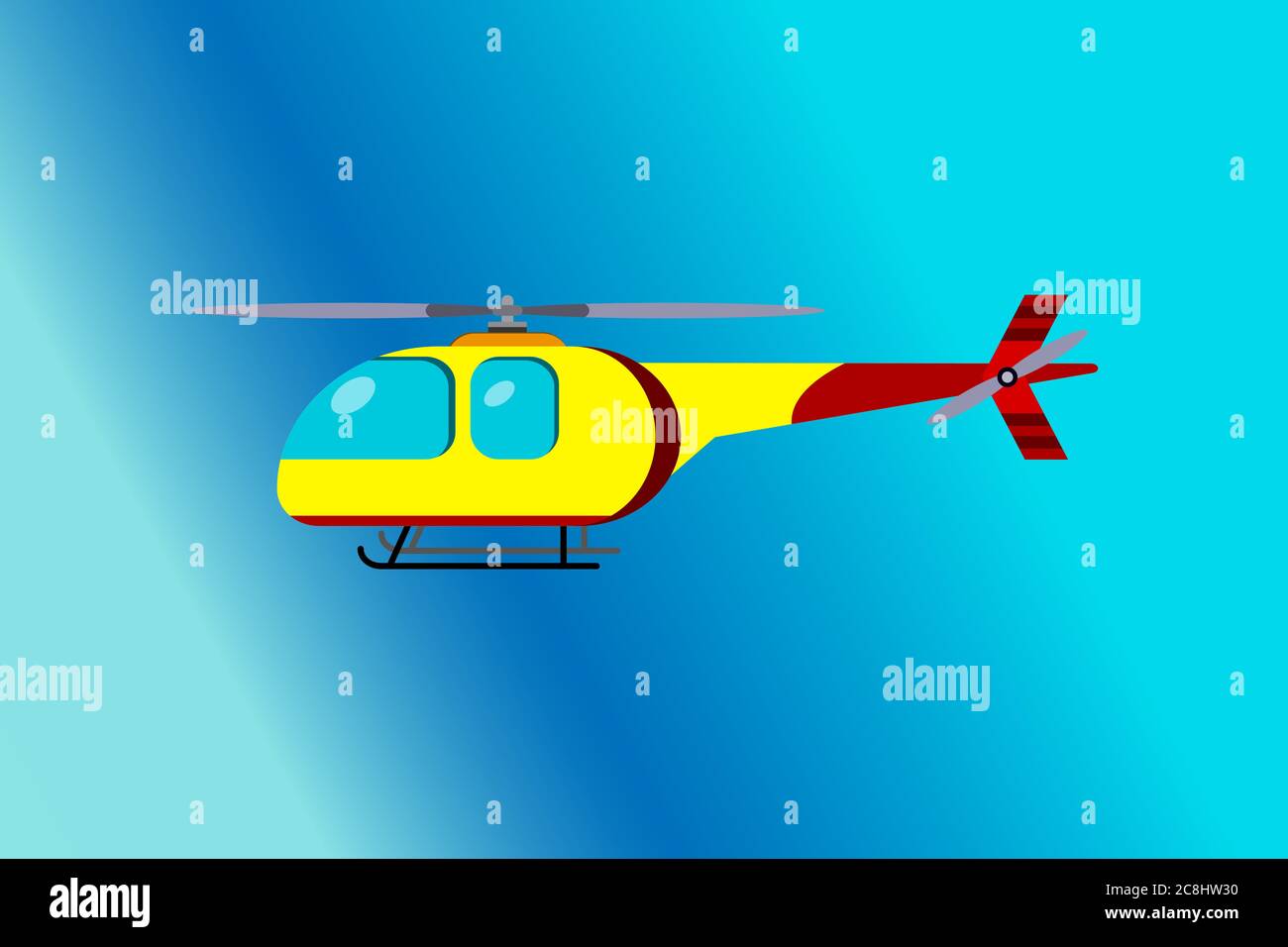 Side view of a yellow and red helicopter - flat design vector ...