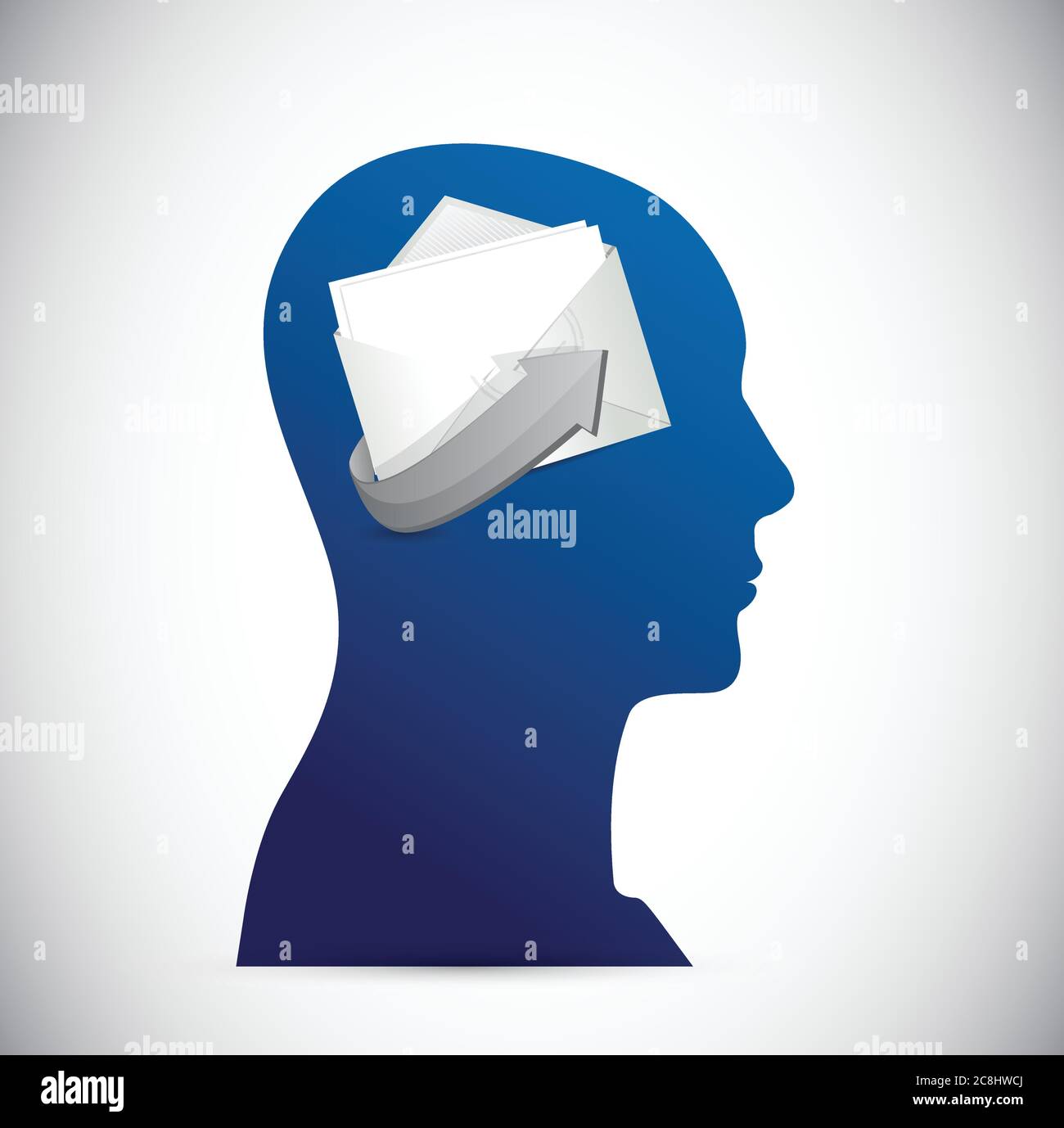 Envelope and head illustration design over a white background Stock ...