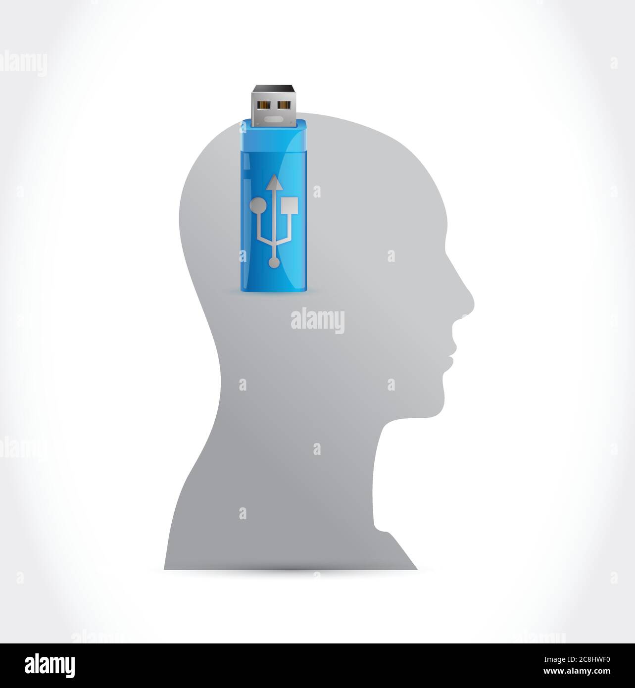 Head and usb illustration design over a white background Stock Vector ...
