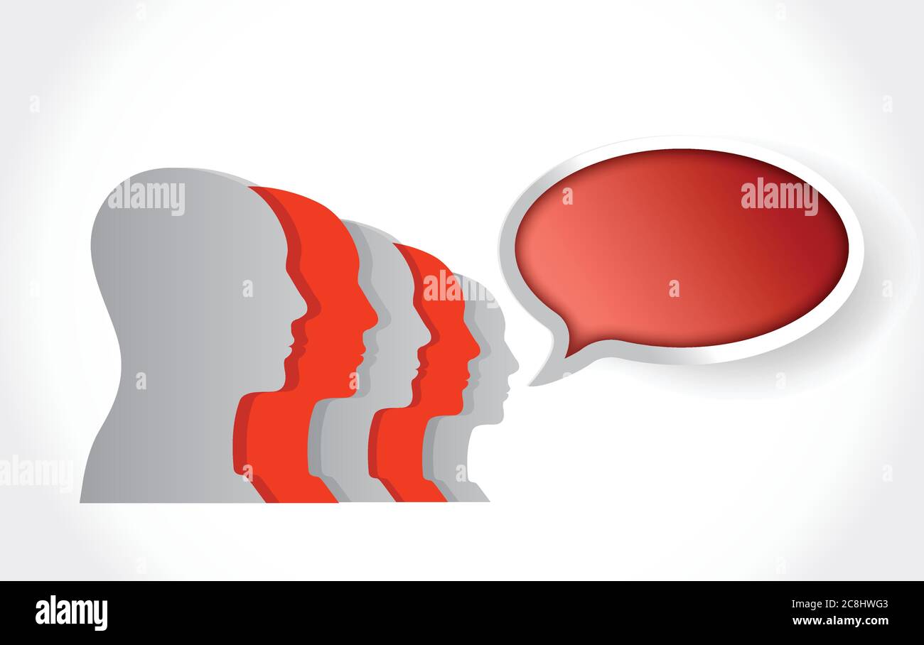 Heads and message bubble illustration design over a white background ...