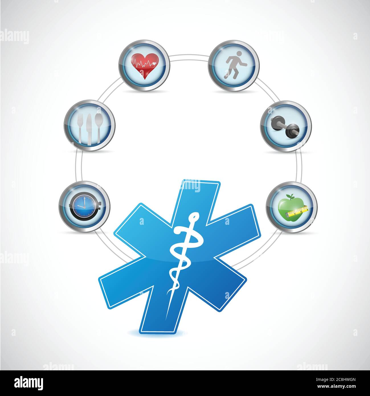 Medical symbol health care diagram illustration design over a white ...
