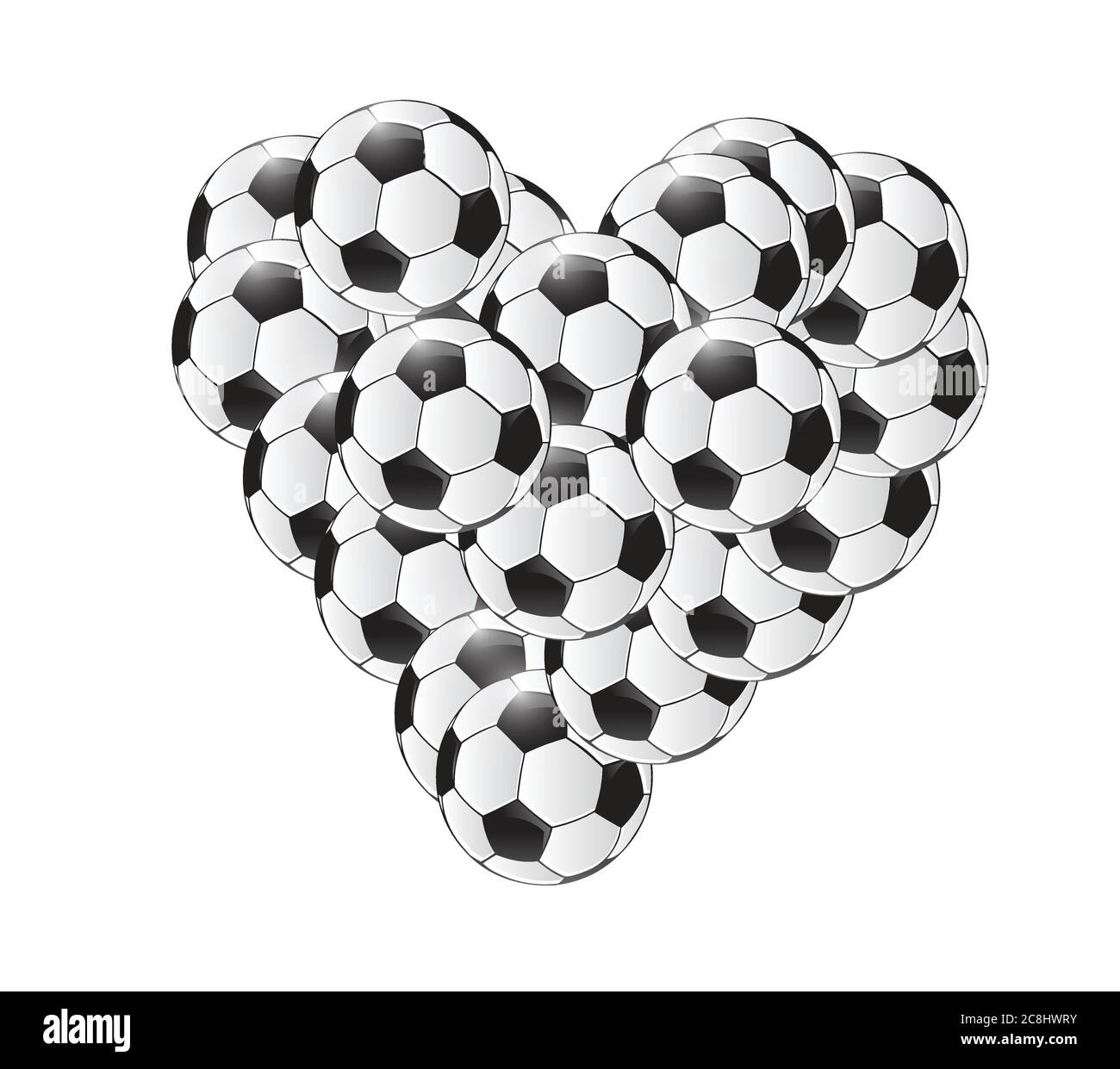 Soccer balls heart illustration design over a white background Stock ...