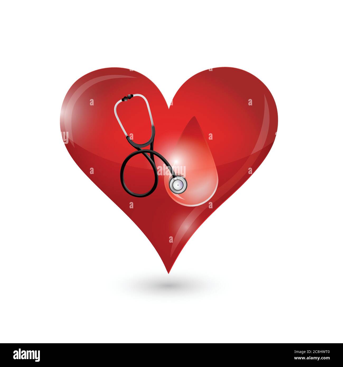 Heart and blood drop illustration design over a white background Stock ...