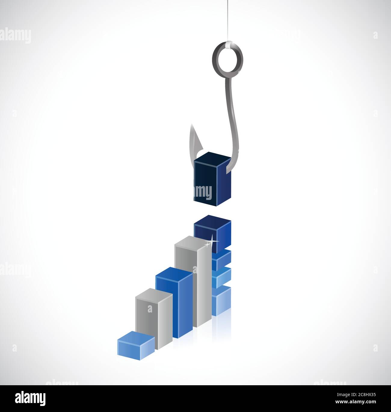 Business graph and hook illustration design over a white background ...