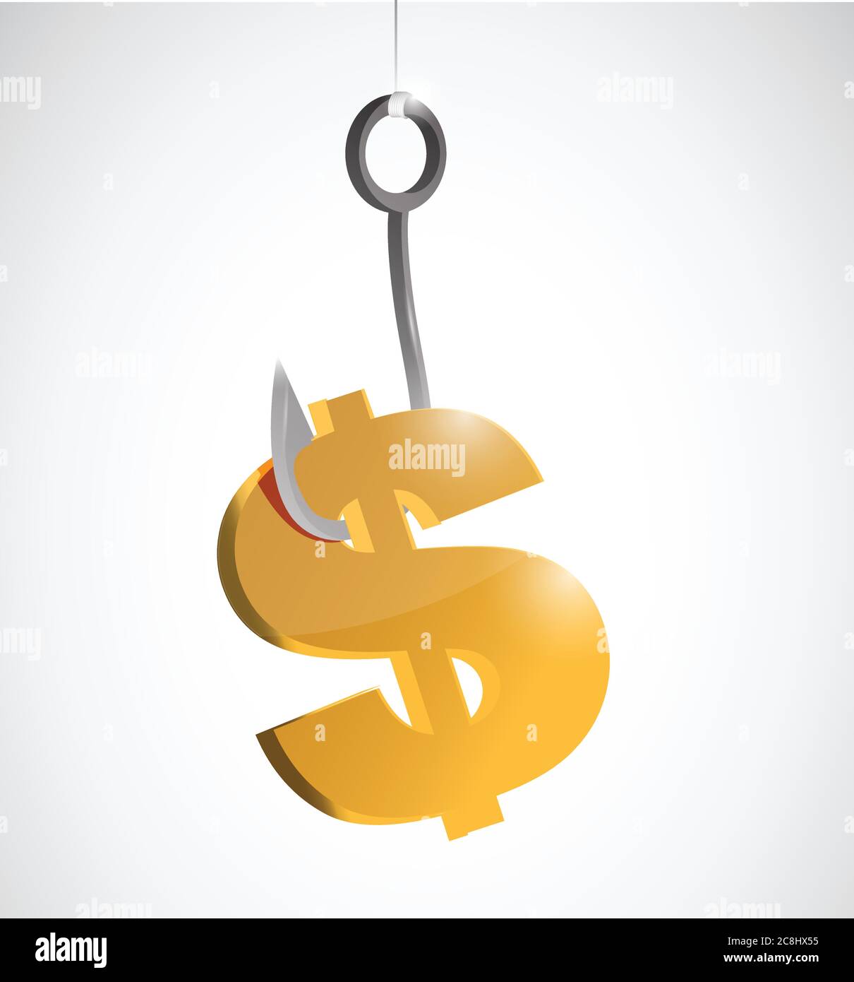 Fishing for currency. dollar illustration design over a white ...